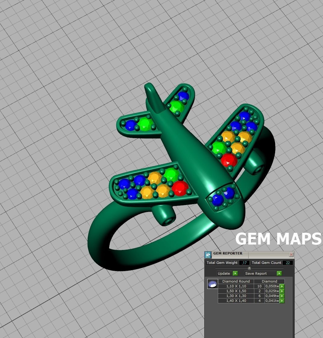 Airplane Diamond Ring 3dprint model Own design 3D model 3D printable ...