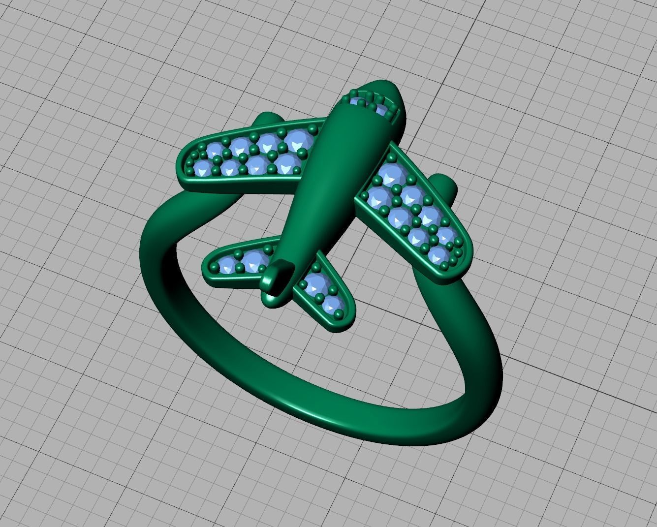 Airplane Diamond Ring 3dprint model Own design 3D model 3D printable ...