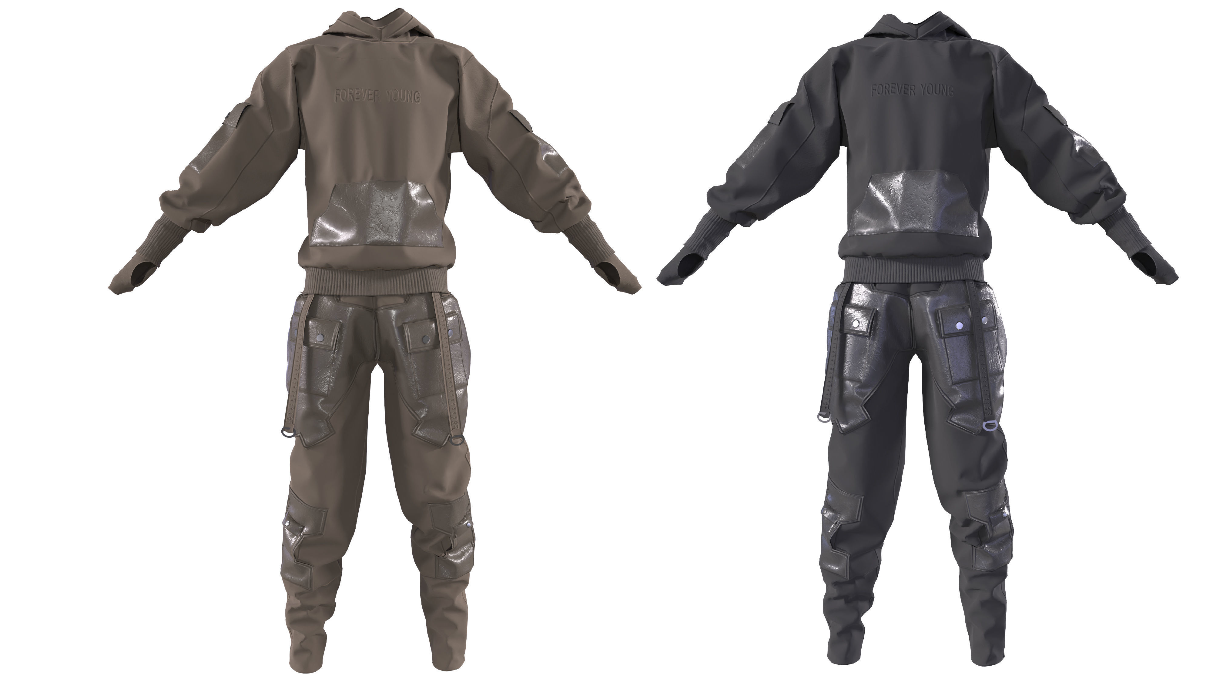 Man techwear outfit pants hoodie cyberpunk 3D model | CGTrader