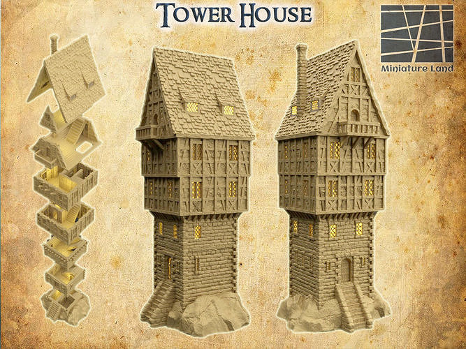 Tower House Tabletop Terrain 28 MM 3D model 3D printable | CGTrader