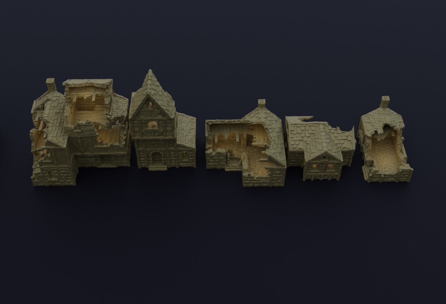 Modular Village Ruins Tabletop Terrain 28 MM 3D model 3D printable ...
