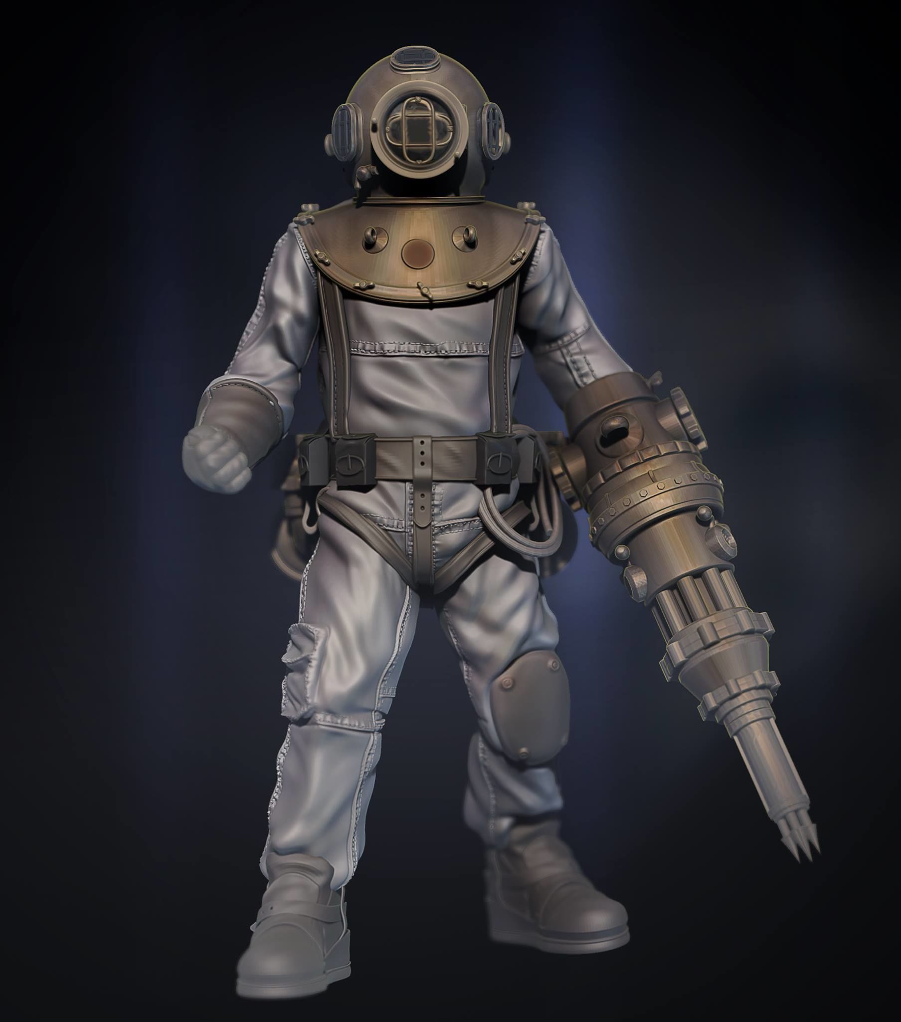 Diver Miniature Figure 3d print 3D model 3D printable | CGTrader