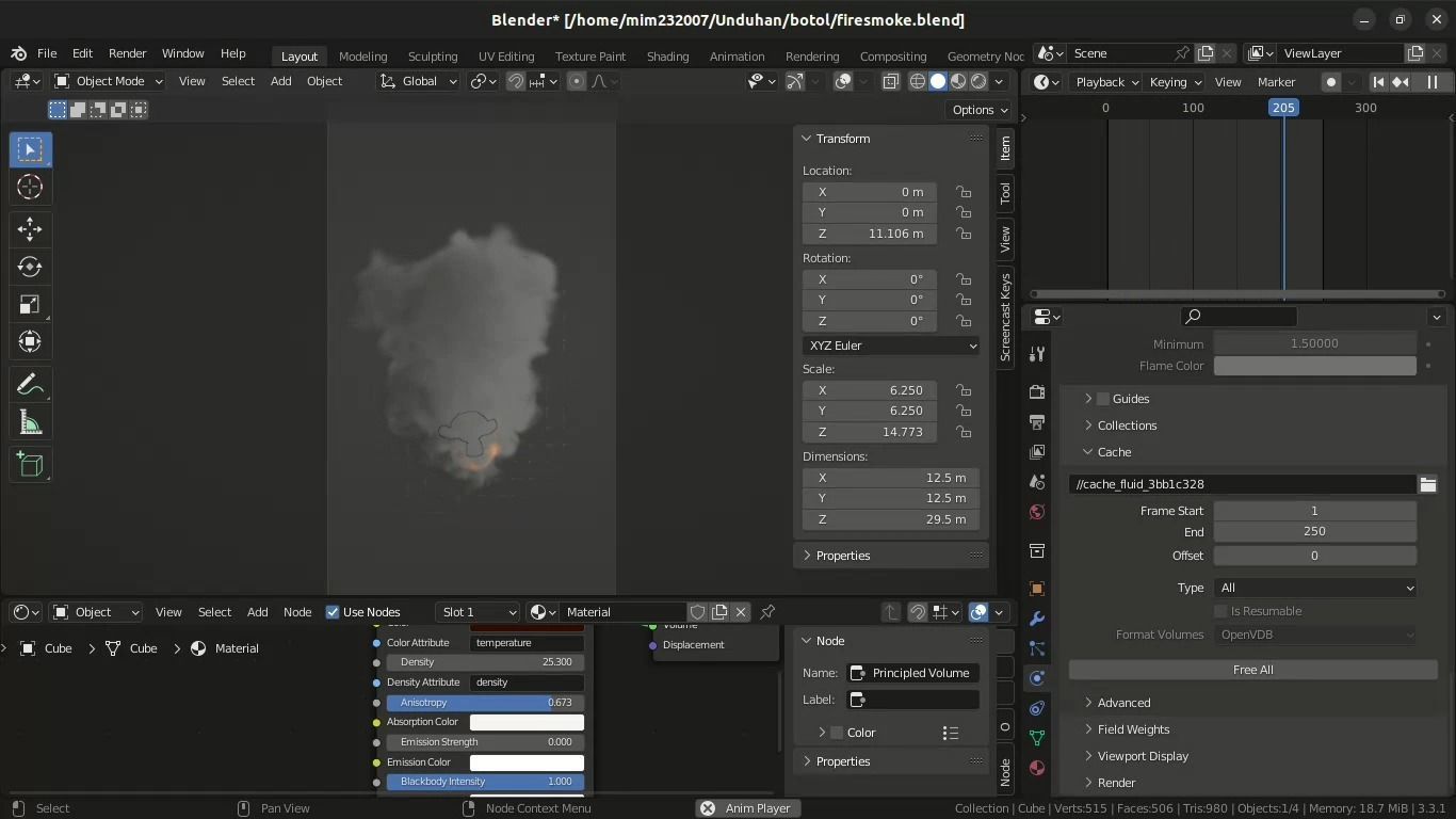 Blender Cycles Render Simulation Realistic Fire and Smoke 3D model animated | CGTrader