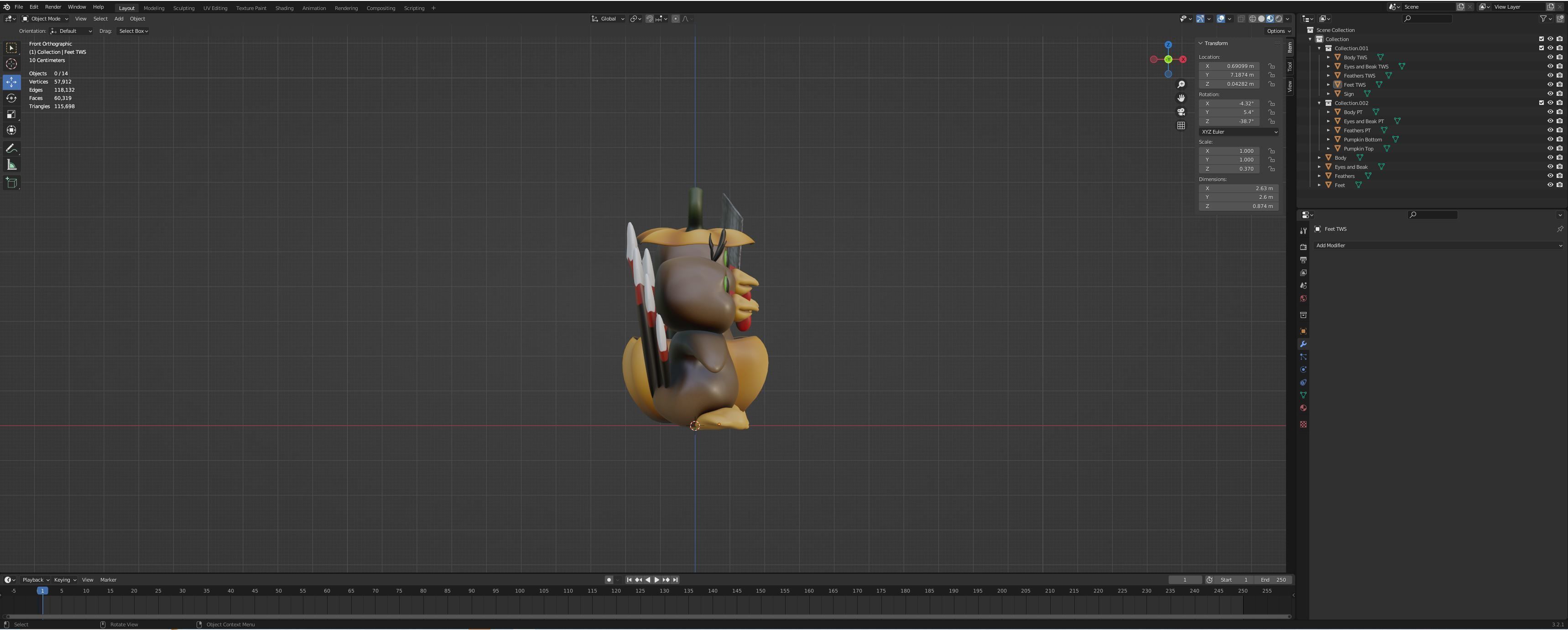 3D model Cartoon Thanksgiving Decorative Turkey VR / AR / low-poly ...