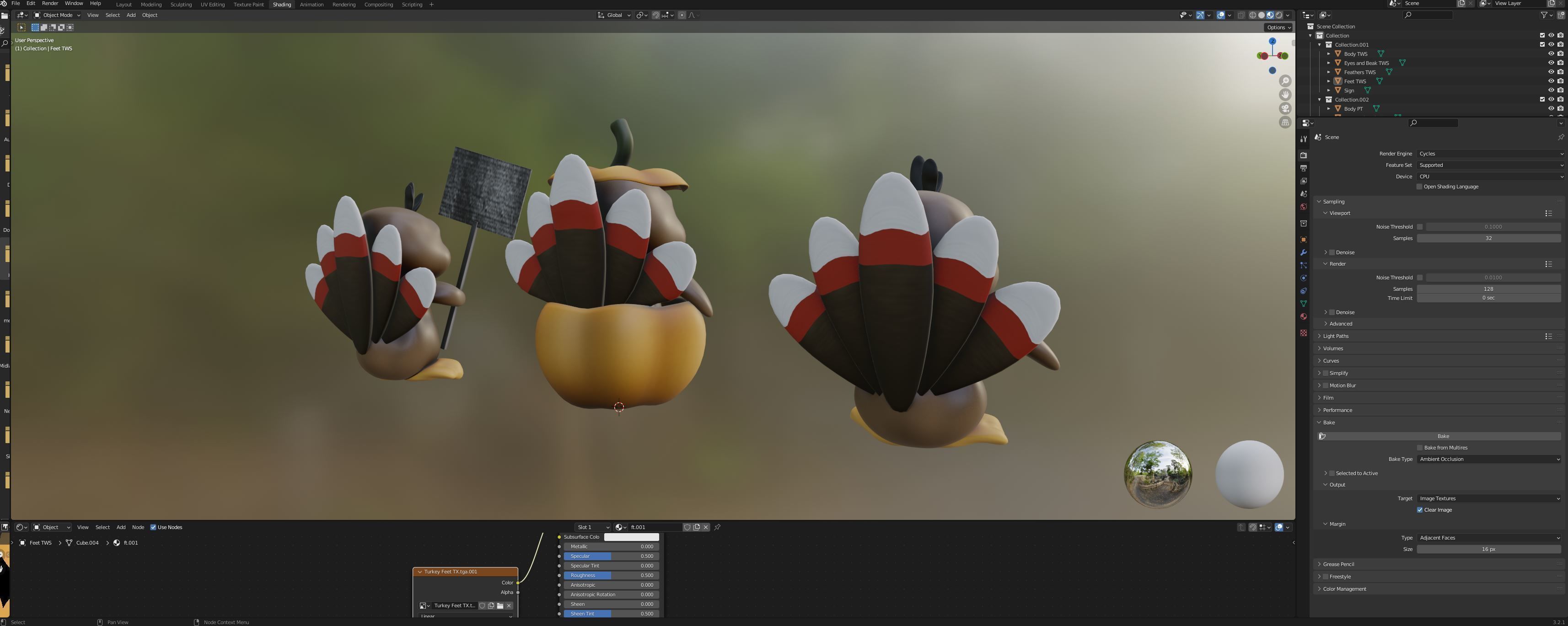 3D model Cartoon Thanksgiving Decorative Turkey VR / AR / low-poly ...