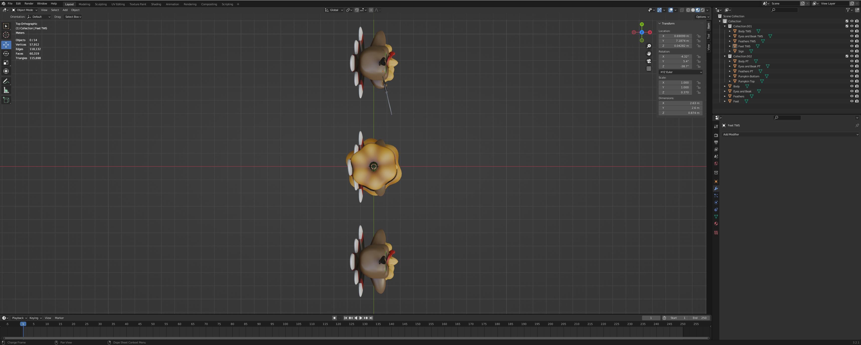 3D model Cartoon Thanksgiving Decorative Turkey VR / AR / low-poly ...