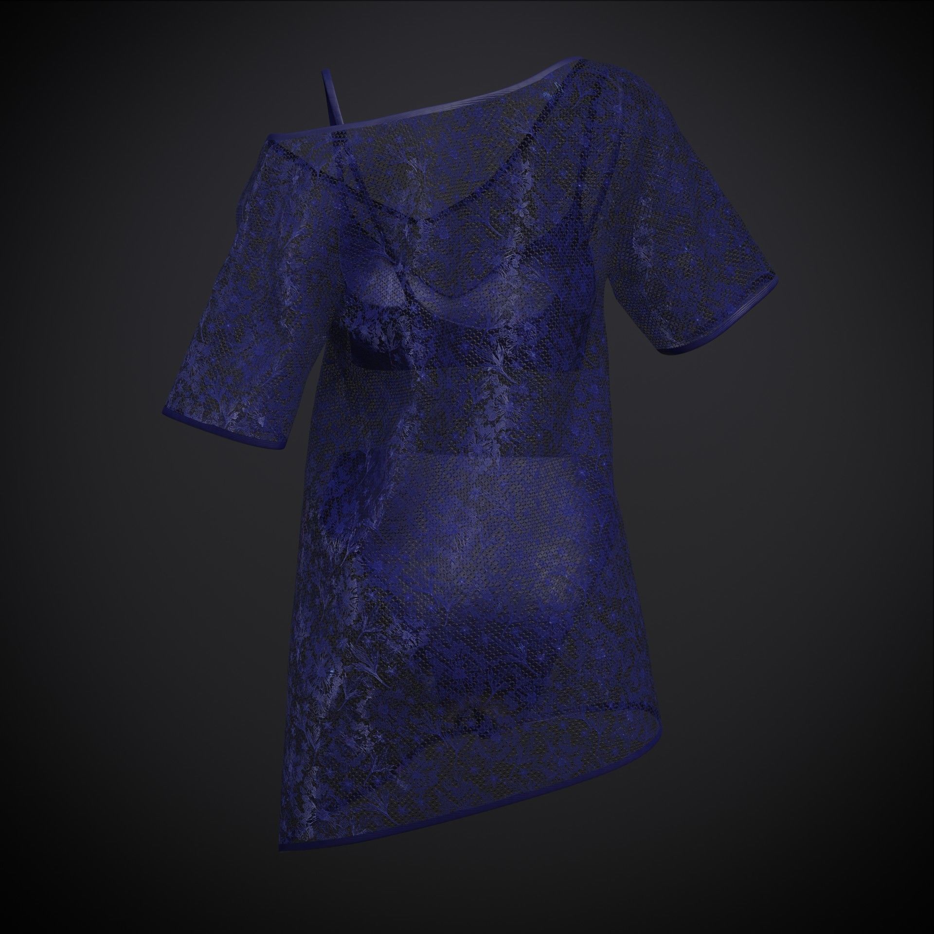 3D model female sexy swimsuit outfit - bikini and sheer top VR / AR ...