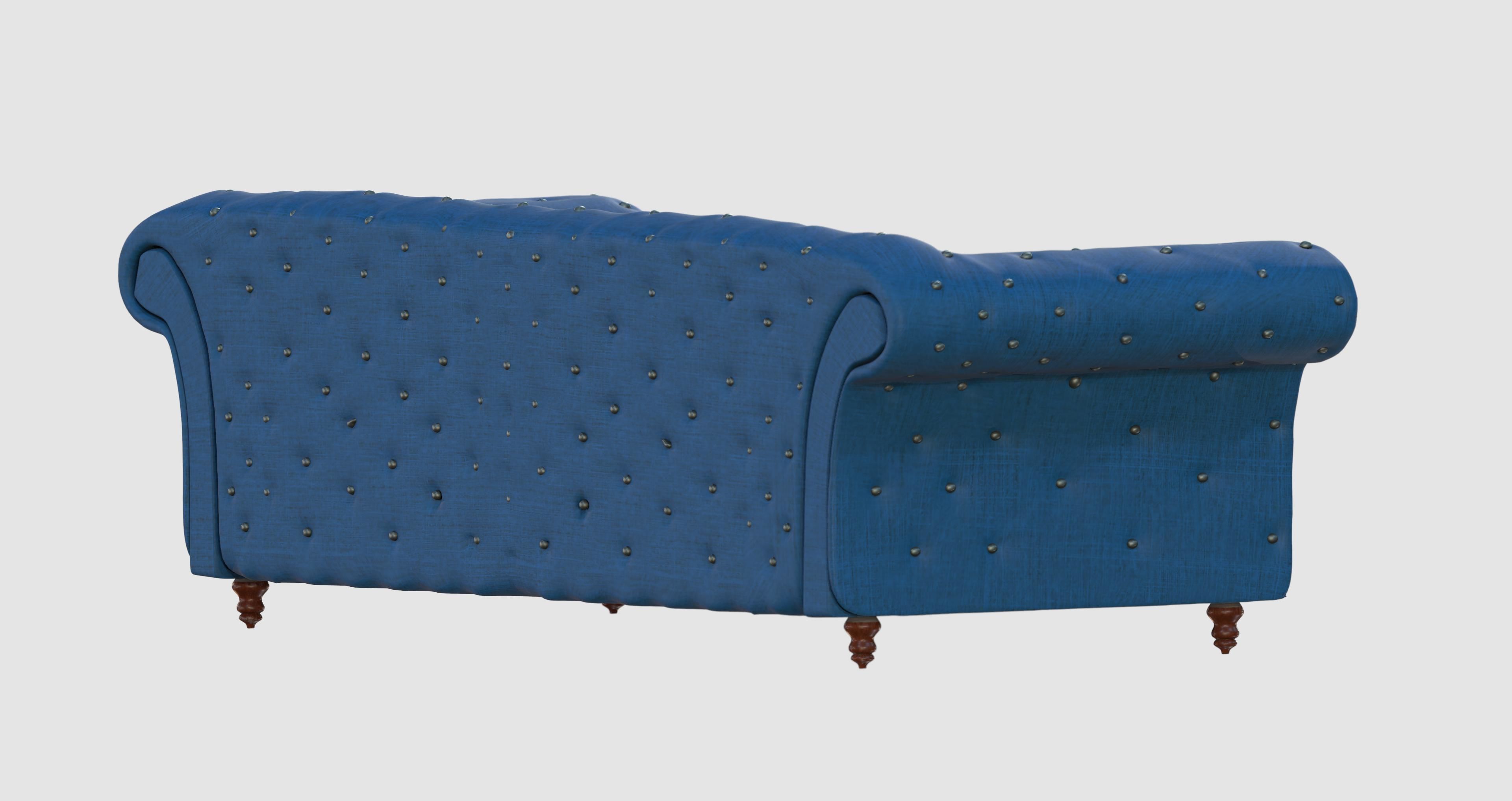 Blue basic capitone sofa 3D model | CGTrader
