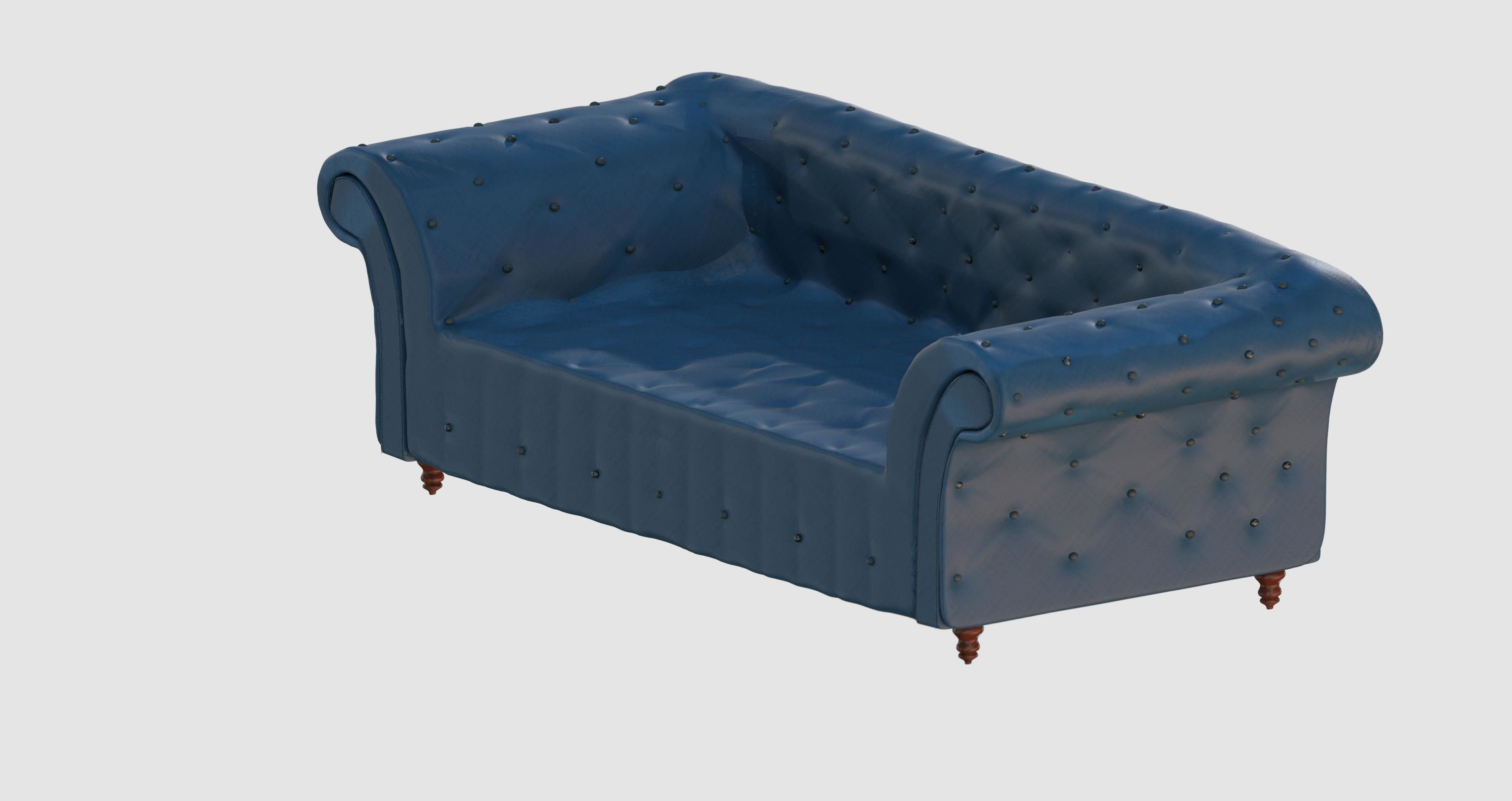 Blue basic capitone sofa 3D model | CGTrader