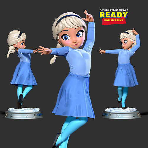 Young Elsa 3D model 3D printable | CGTrader
