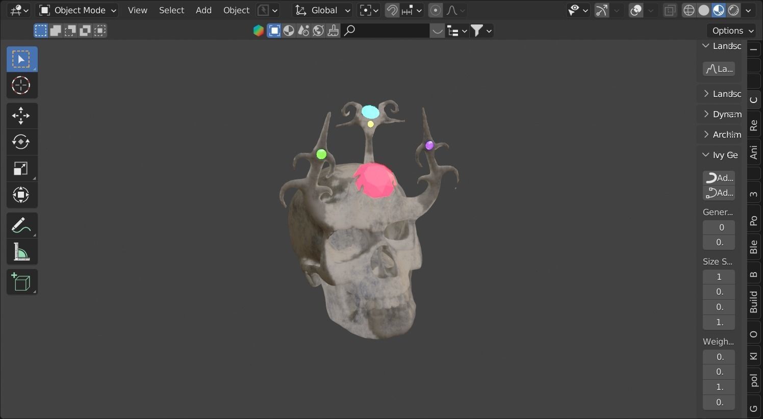 skull king with skeleton design and pebble and grass free 3D model ...