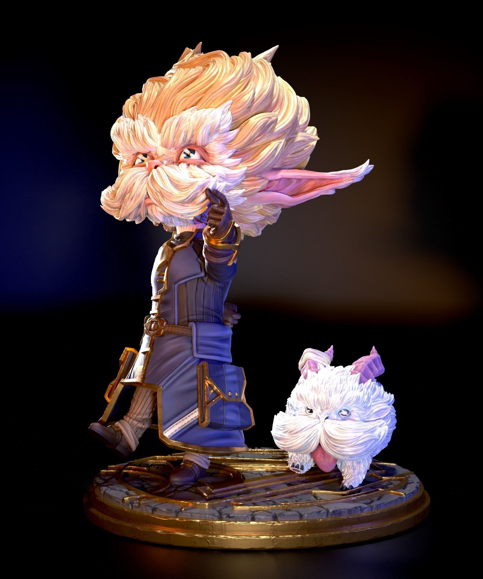 Arcane Fanart - Heimerdinger and his Poro 3d print figurine 3D model 3D ...