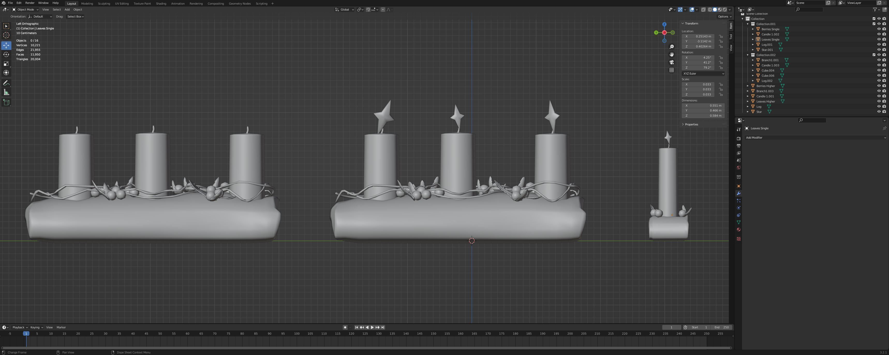 3D model Yule Tidings Christmas Candles VR / AR / low-poly | CGTrader