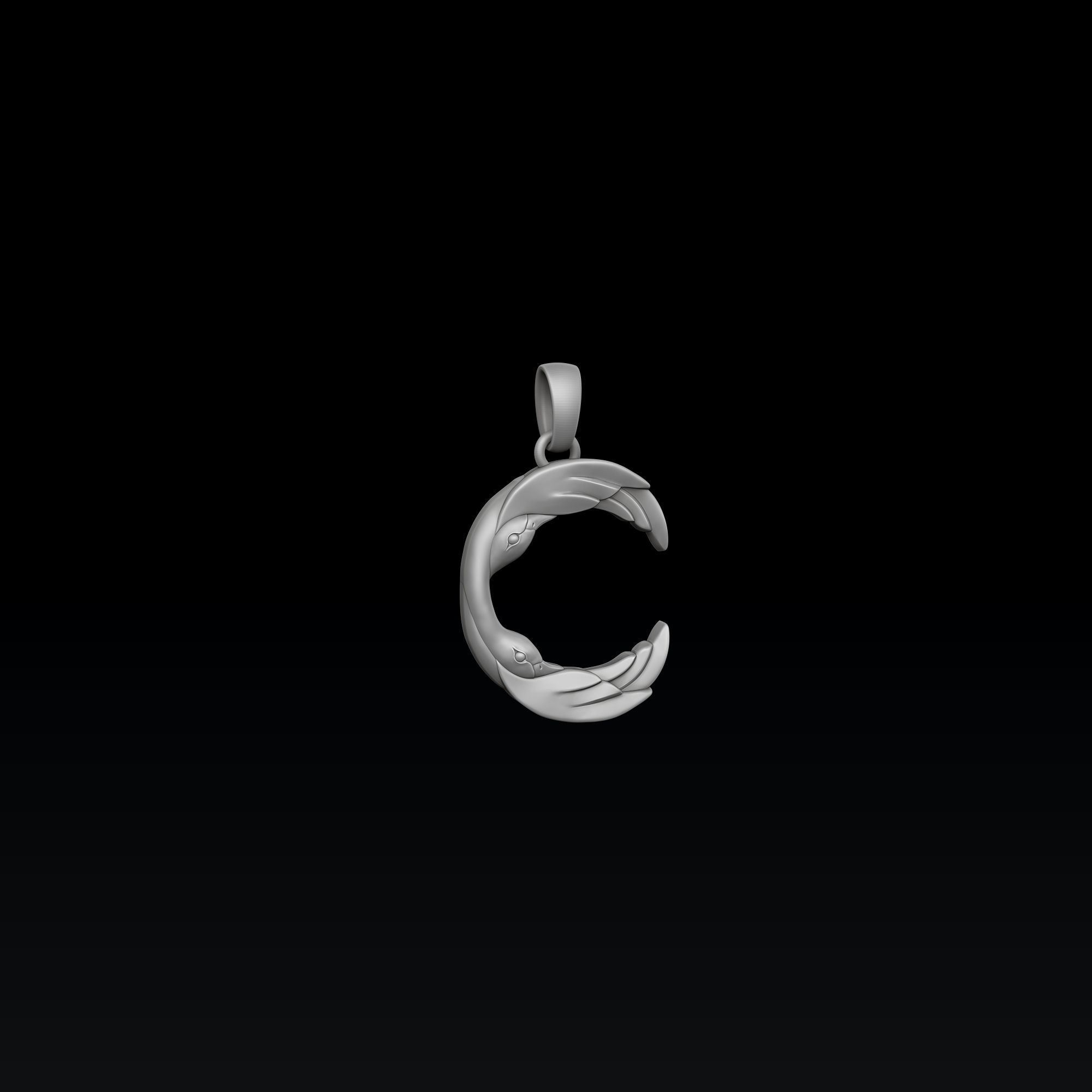 Bird Letter C Pendant 3D model 3D printable | CGTrader