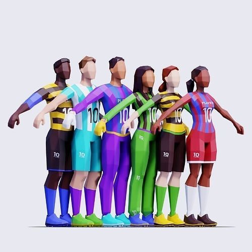 3D model Soccer Players - Animated and Rigged VR / AR / low-poly | CGTrader