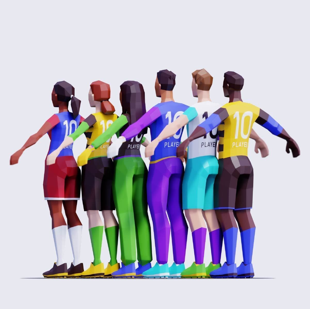 3D model Soccer Players - Animated and Rigged VR / AR / low-poly | CGTrader