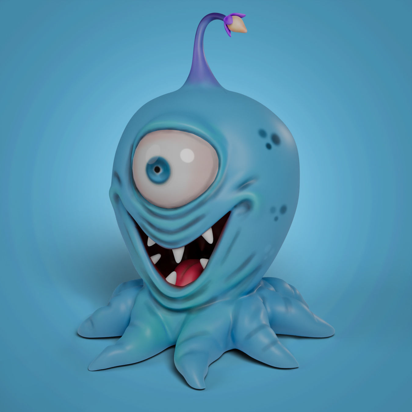Blue Stylized monster 3D model | CGTrader