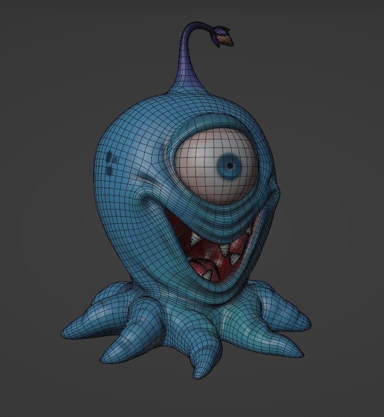 Blue Stylized monster 3D model | CGTrader