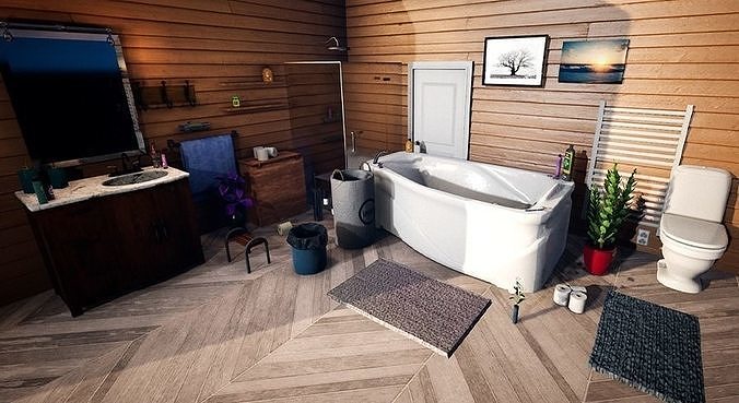 3D model Bathroom Prop Package VR / AR / low-poly | CGTrader
