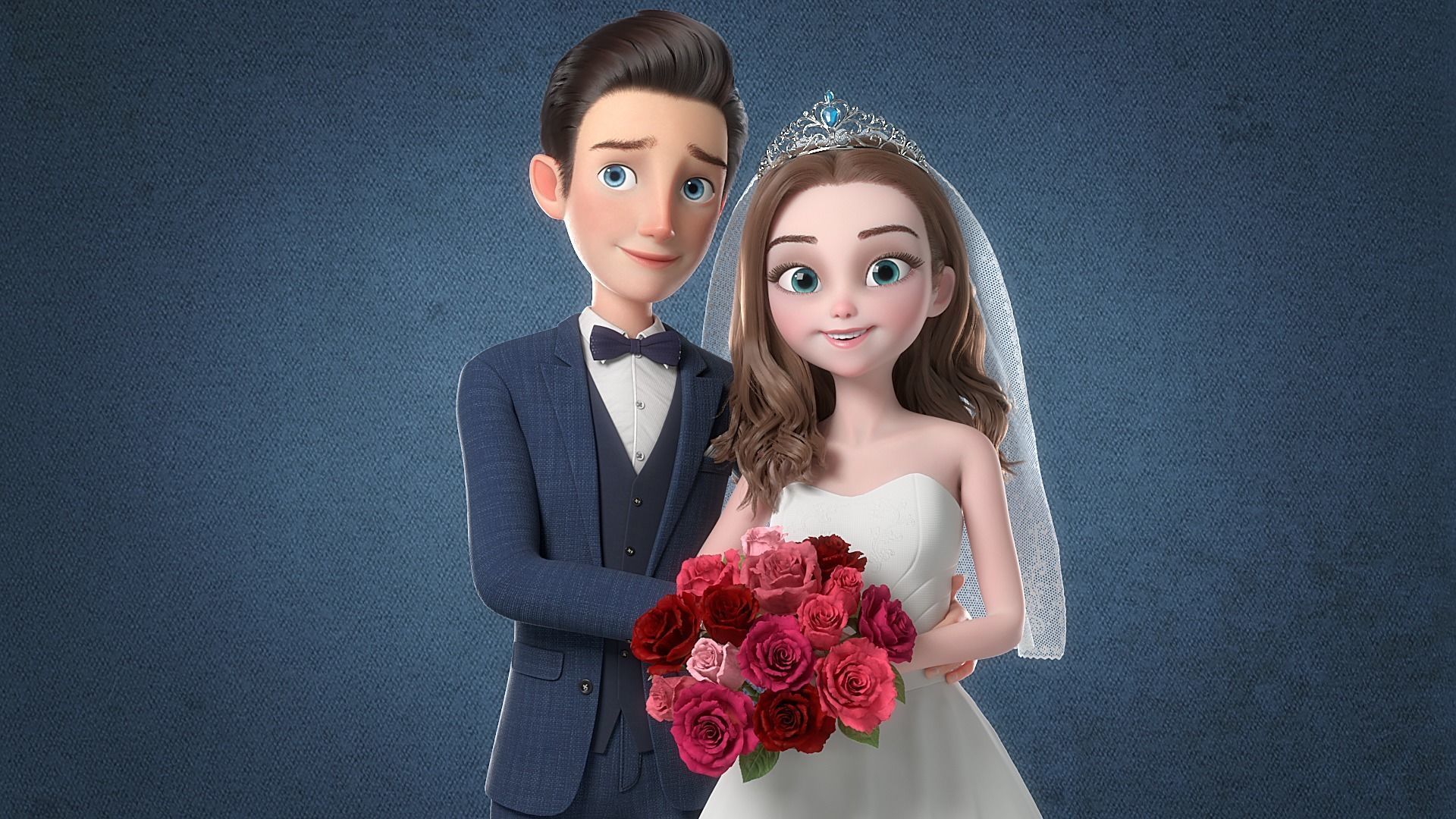 Cartoon Bride Groom Rigged 3D model rigged | CGTrader