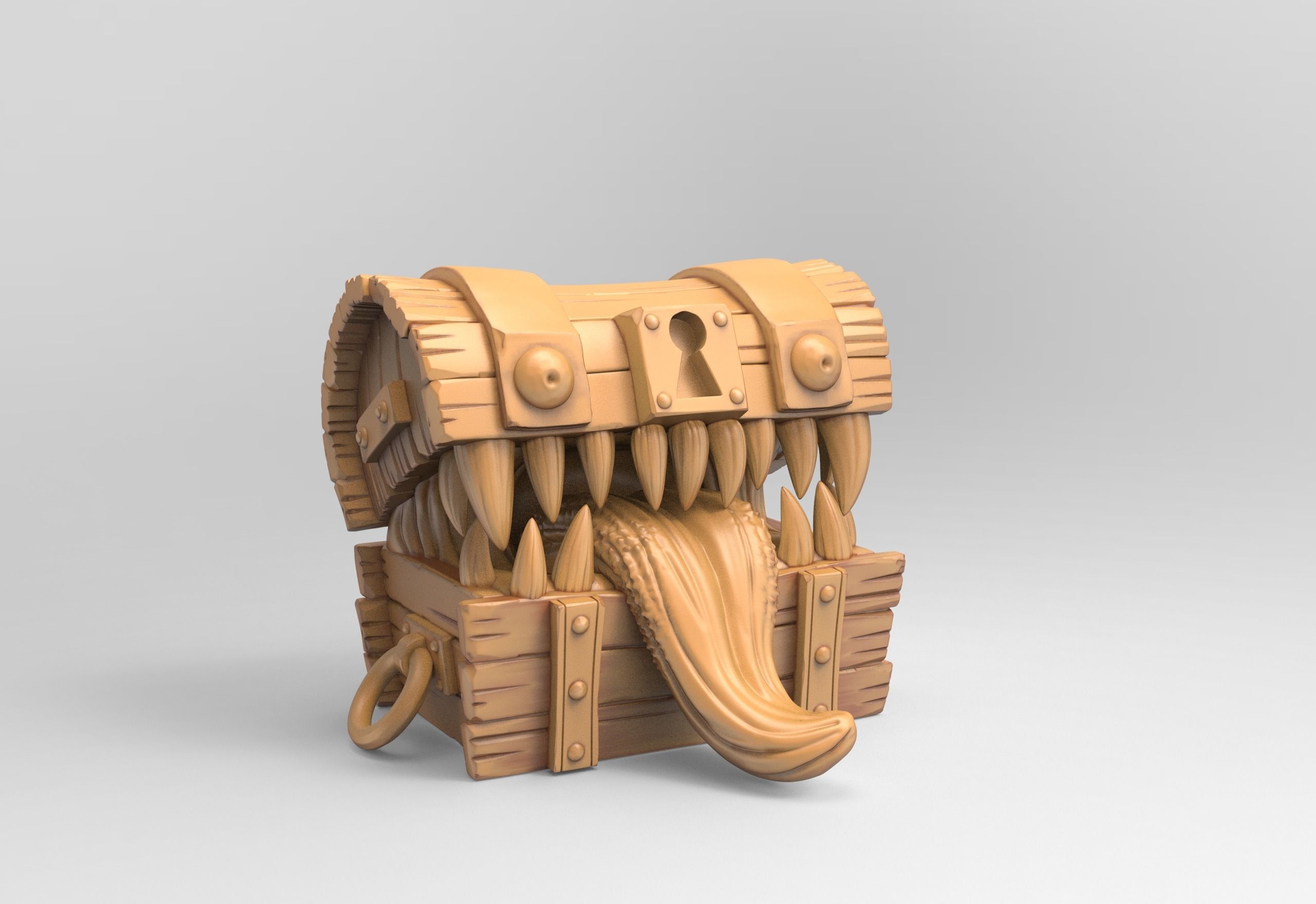 Mimic wooden chest 3D model 3D printable | CGTrader