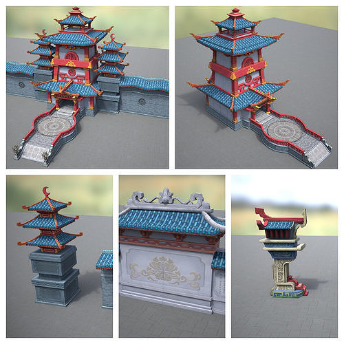 3D model Xianxia Guofeng Building City Gate VR / AR / low-poly | CGTrader