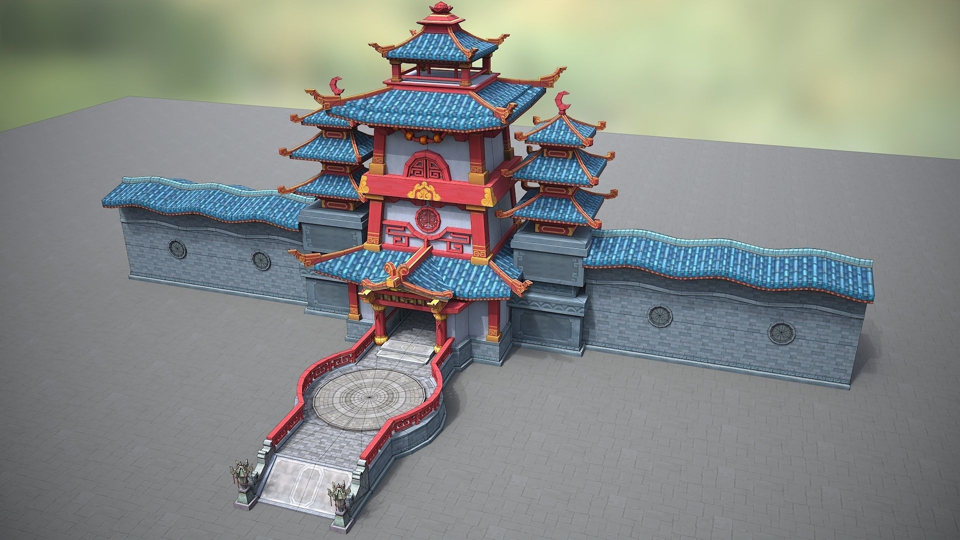 3D model Xianxia Guofeng Building City Gate VR / AR / low-poly | CGTrader
