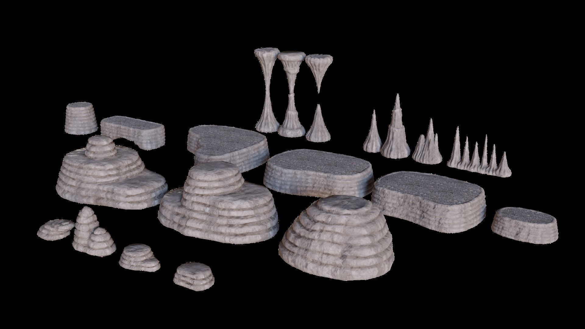 3D model Cave Rocks - Drip Stone Pillar Rock Platform Stone 20 Pieces ...