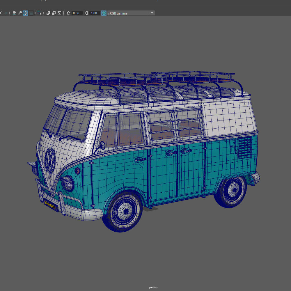 VW Camping Bus Cartoon 3D model | CGTrader