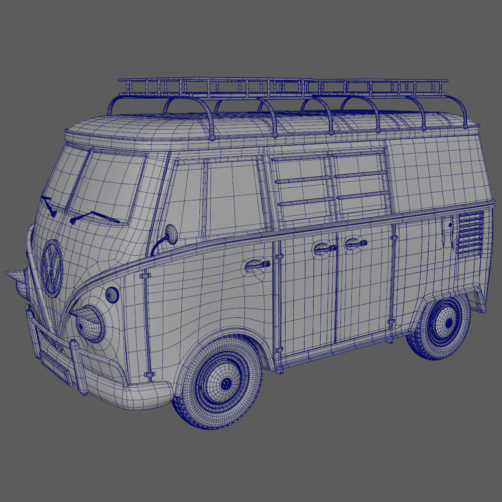 VW Camping Bus Cartoon 3D model | CGTrader