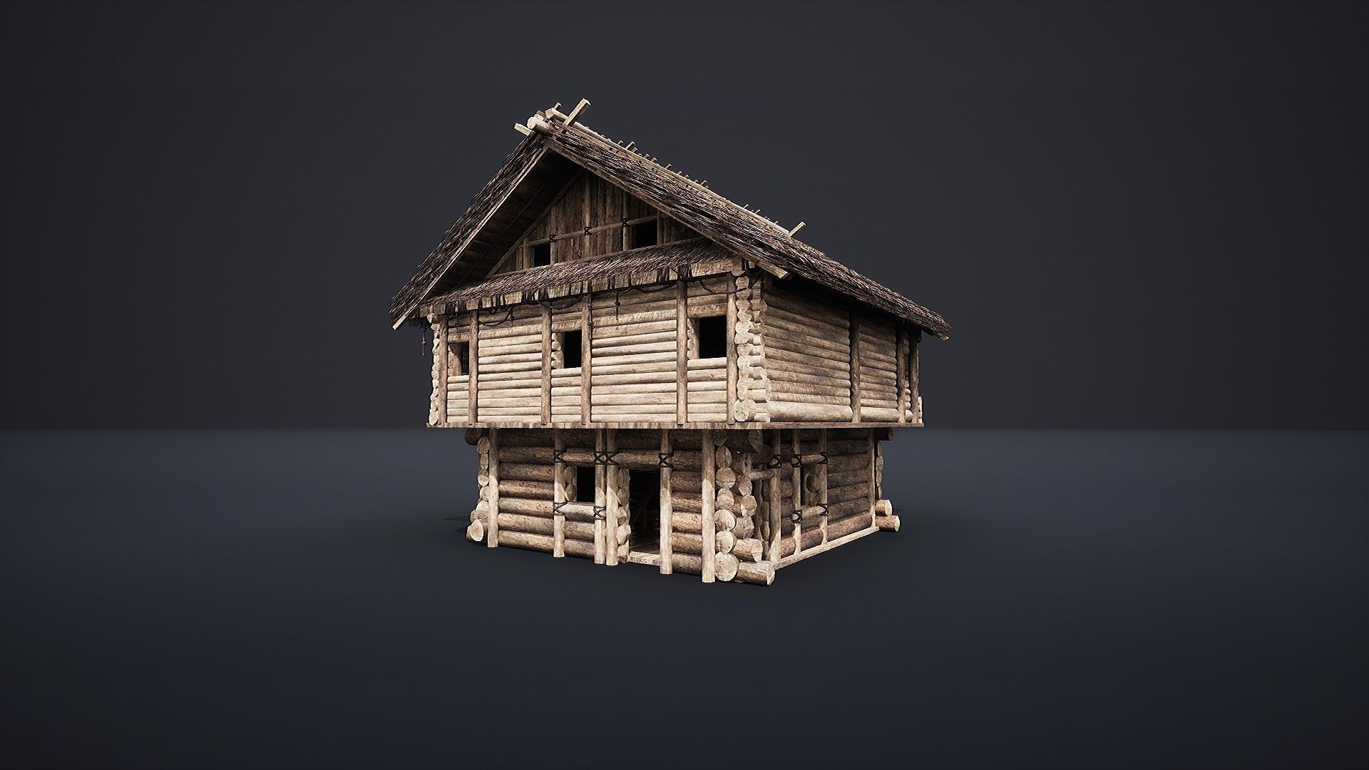 3D model ENTERABLE MEDIEVAL SLAVIC HOUSE COTTAGE CABIN HUT VILLAGE PACK ...