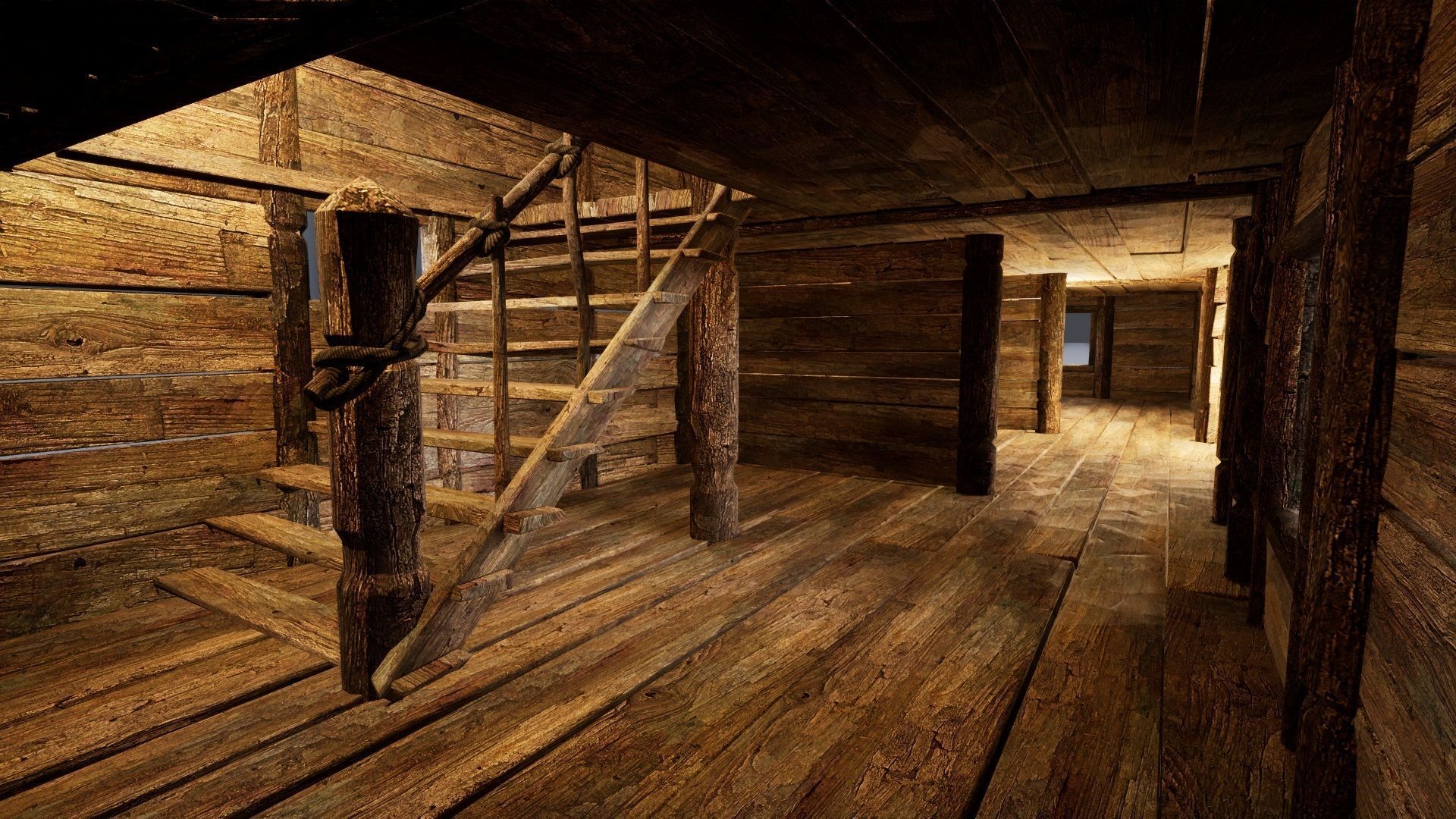 3D model ENTERABLE MEDIEVAL SLAVIC HOUSE COTTAGE CABIN HUT VILLAGE PACK ...