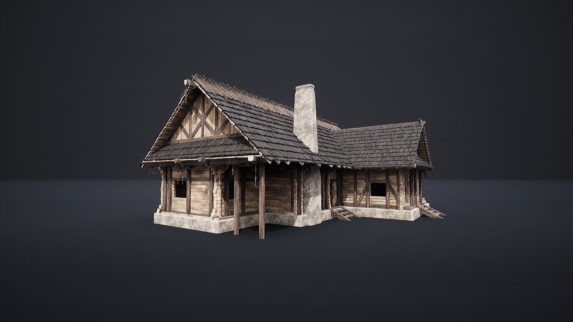 3D model ENTERABLE MEDIEVAL SLAVIC HOUSE COTTAGE CABIN HUT VILLAGE PACK ...