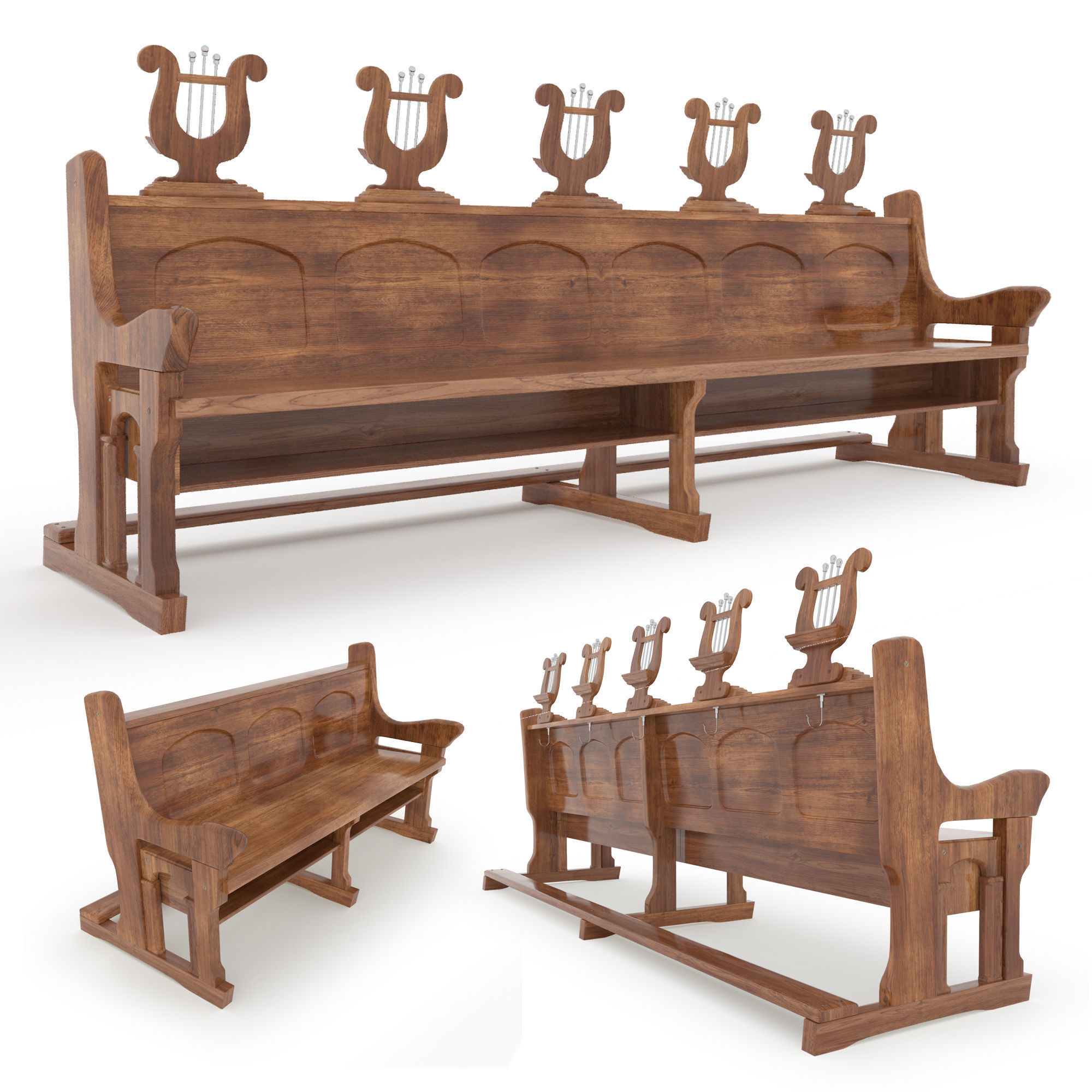Church bench CCB 3D model | CGTrader