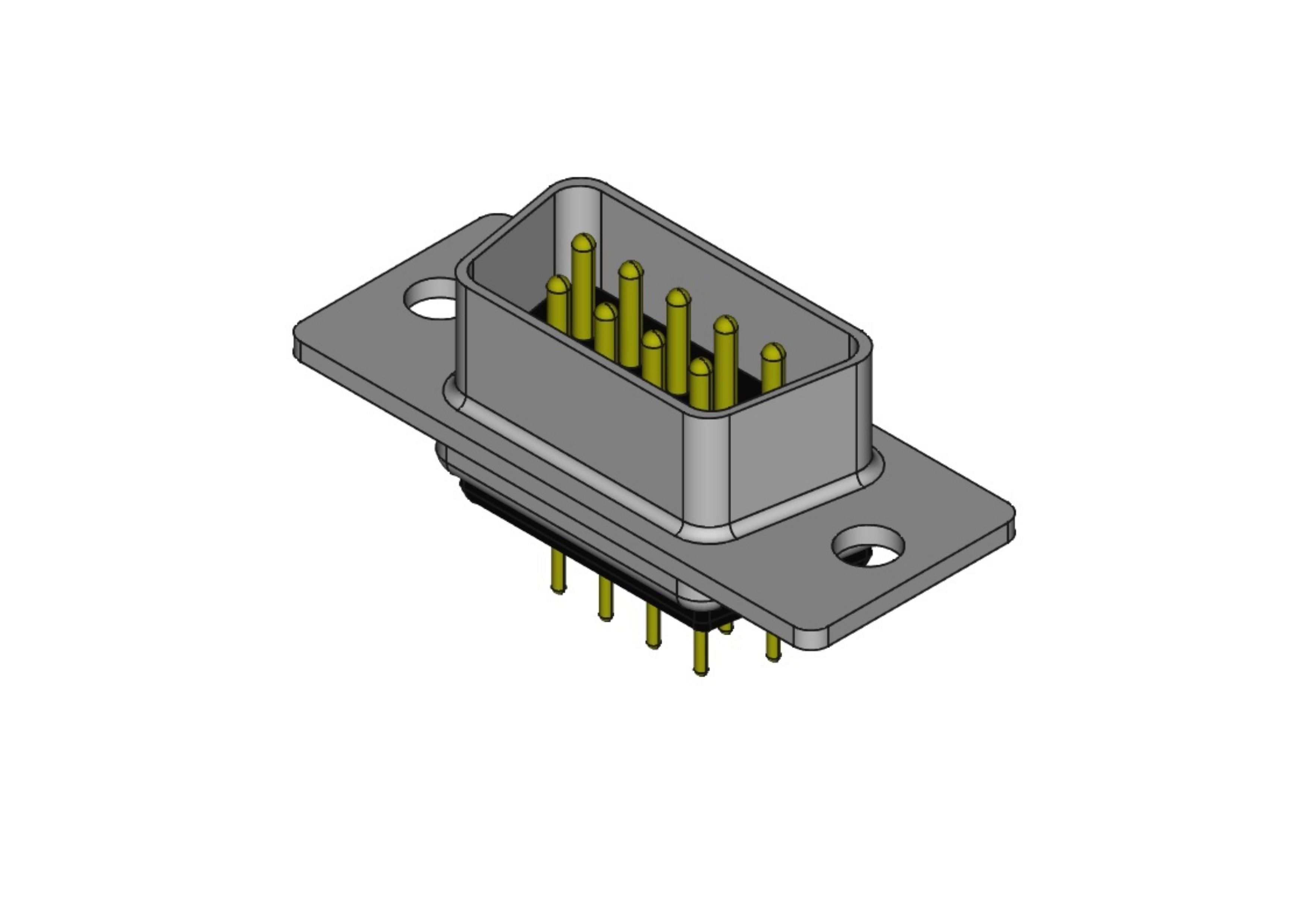 DB9 male connector through hole 3D model | CGTrader