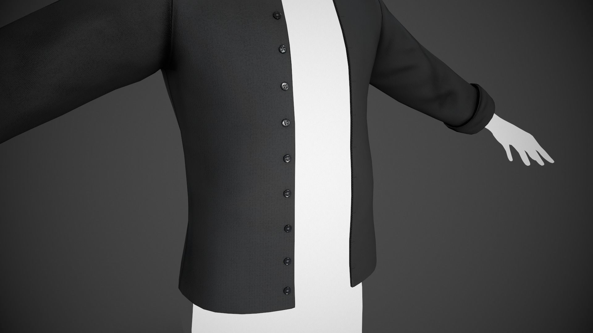 3D model Black Open Front Shirt Style 1 VR / AR / low-poly | CGTrader