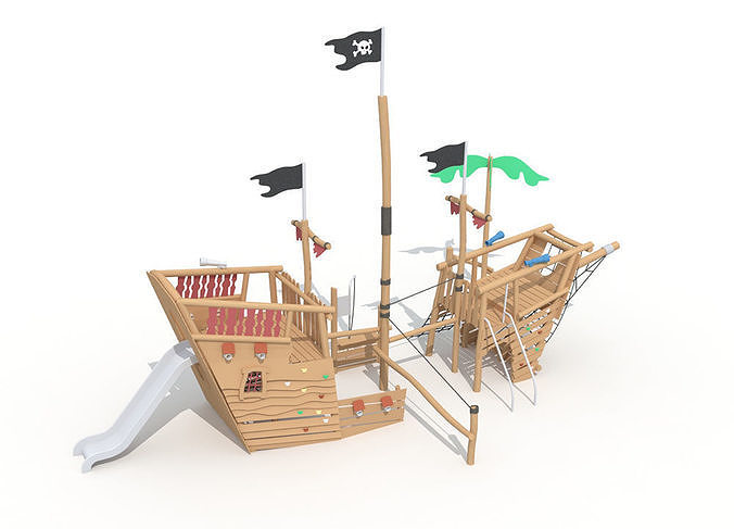 Wooden Pirate Ship theme Kids outdoor Playground 3D model | CGTrader