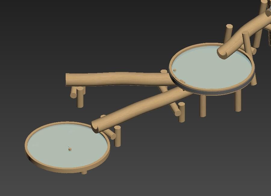 Wooden children outdoor water play equipment 3D model | CGTrader