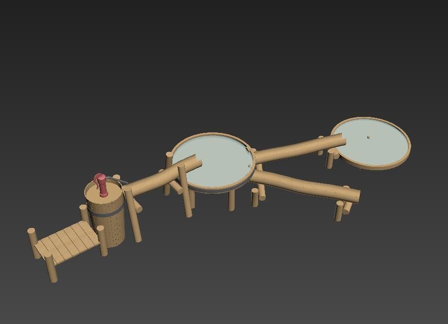 Wooden children outdoor water play equipment 3D model | CGTrader