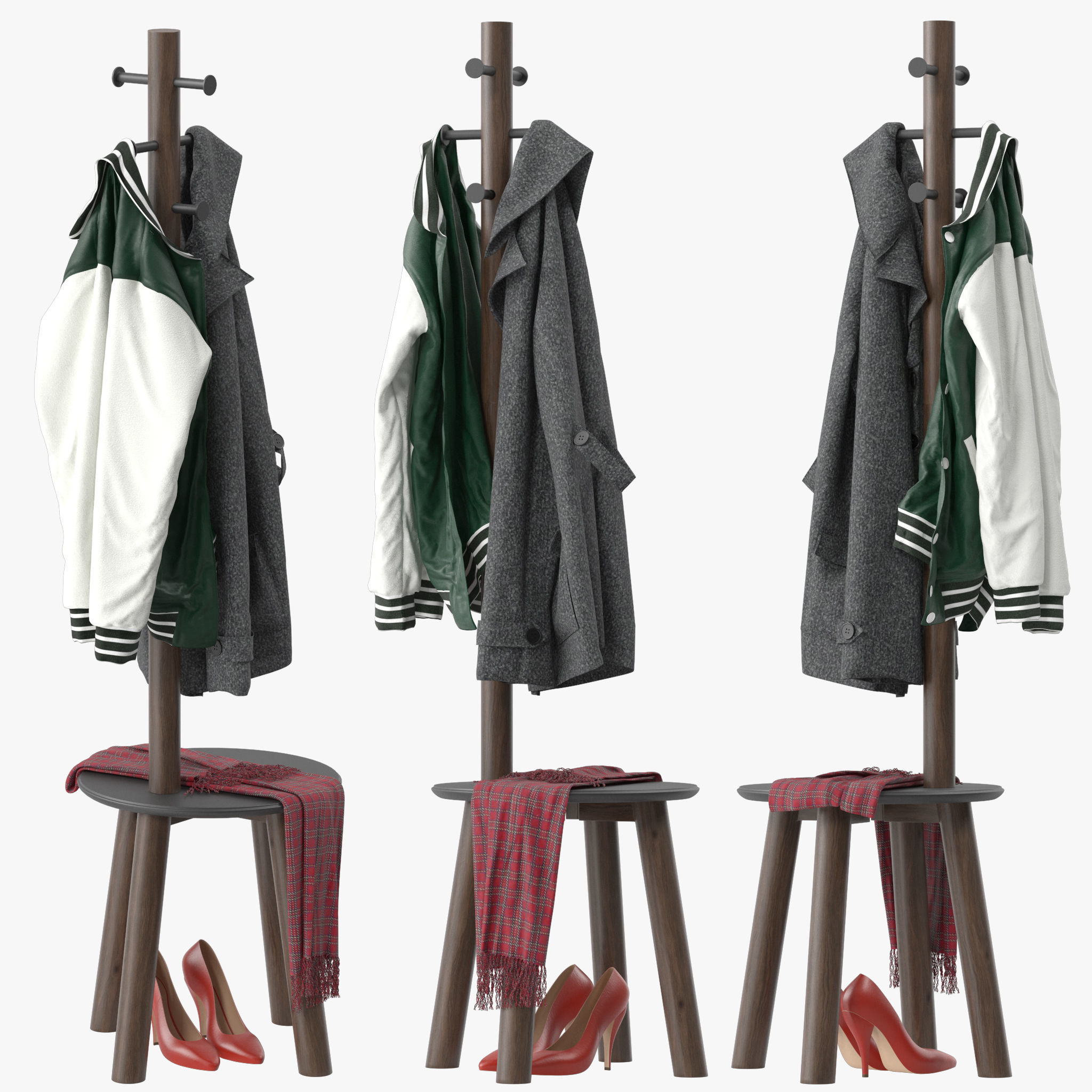 Pillar Stool and Coat Rack 3D model | CGTrader