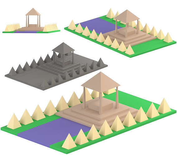 3D model Low Poly - Game Ready Temple - 001 VR / AR / low-poly | CGTrader
