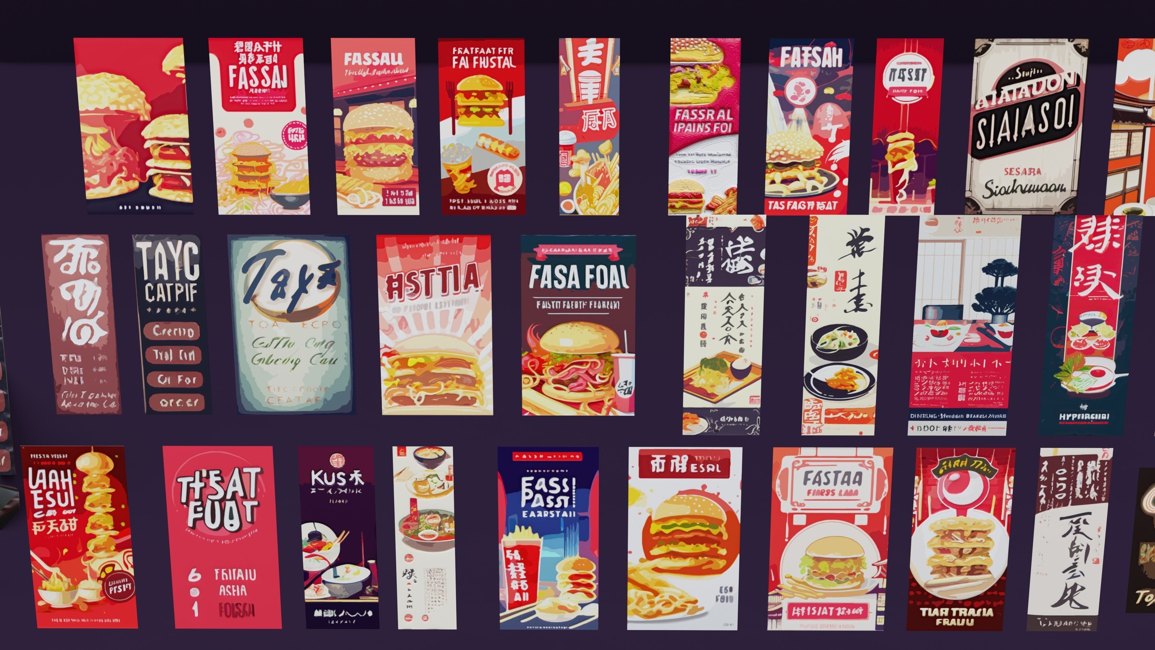 Texture 35 Japanese Style Restaurant Signs and Posters VR / AR / low ...