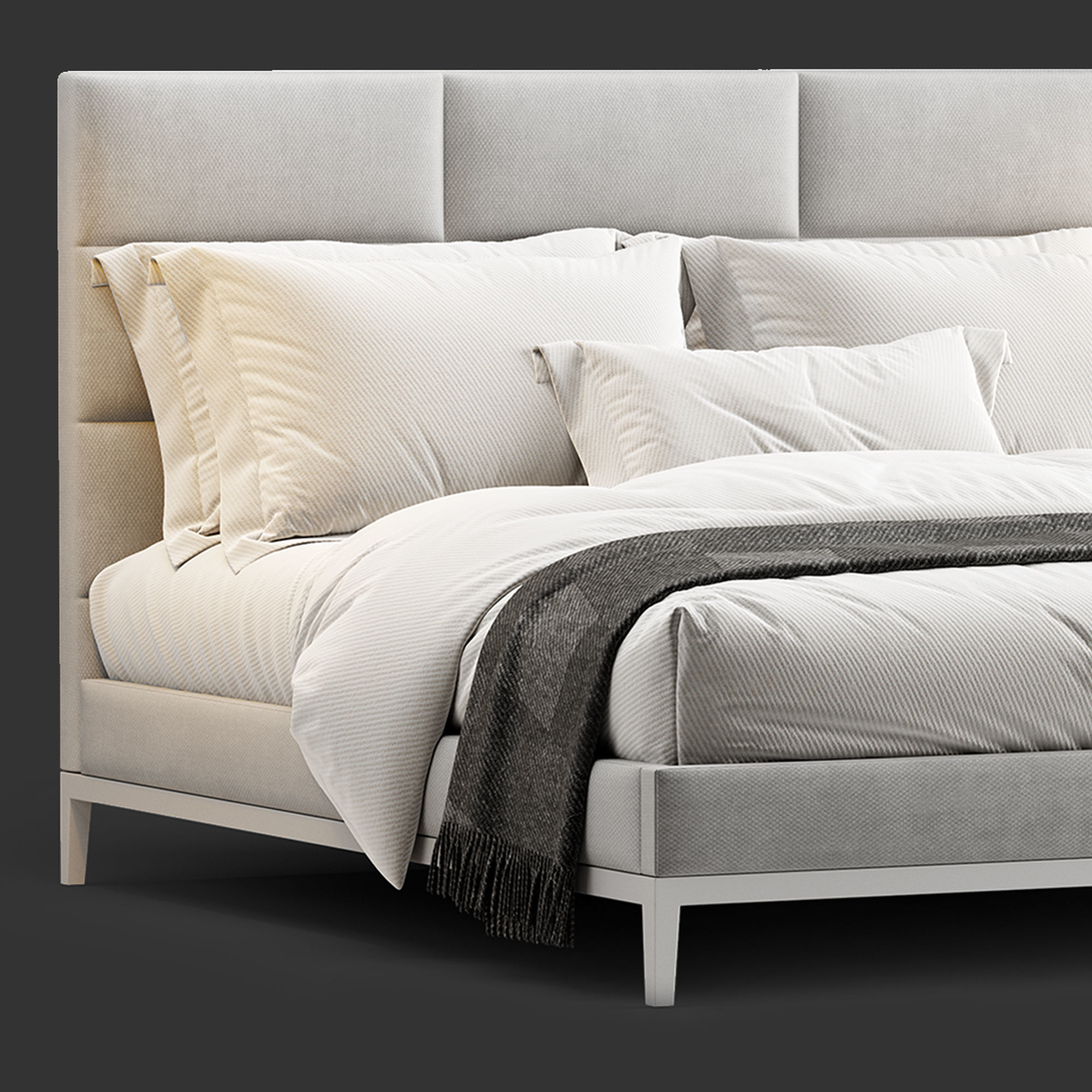 ITALIA FABRIC RECTANGULAR BED - OAK BASE 3D model | CGTrader
