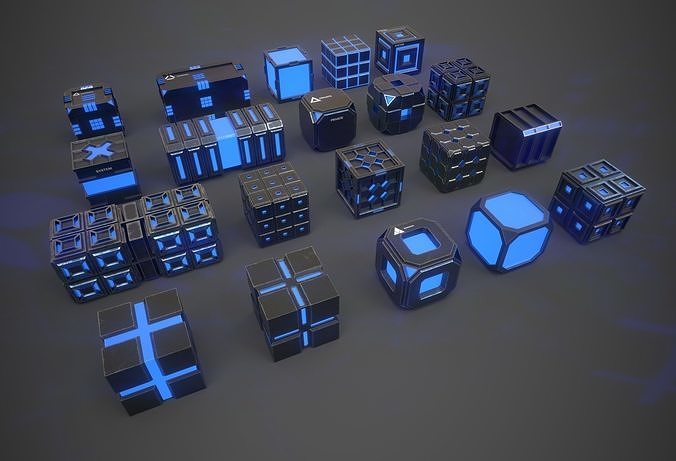 3D model Sic-Fi Box Collection Metal VR / AR / low-poly | CGTrader