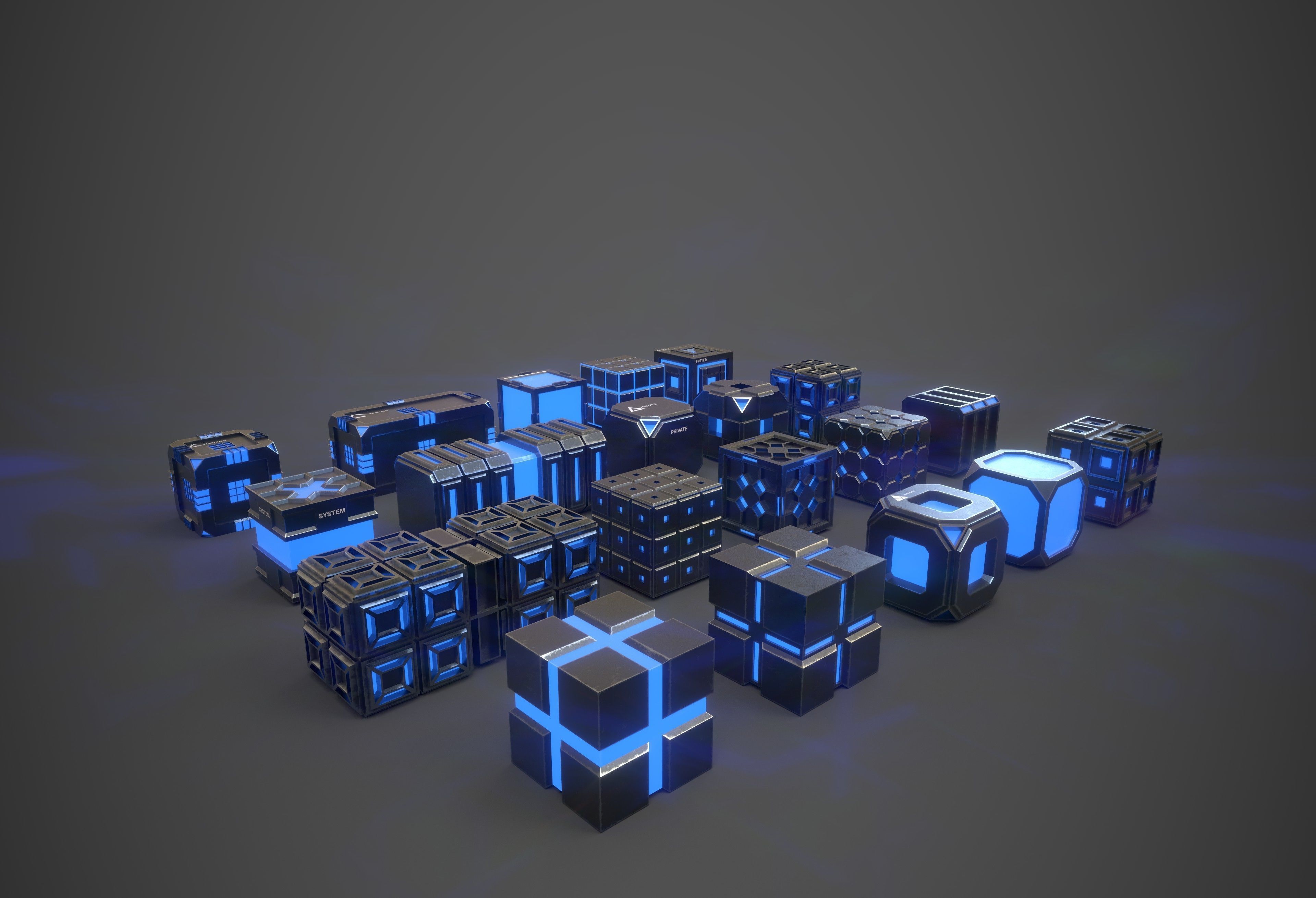 3D model Sic-Fi Box Collection Metal VR / AR / low-poly | CGTrader