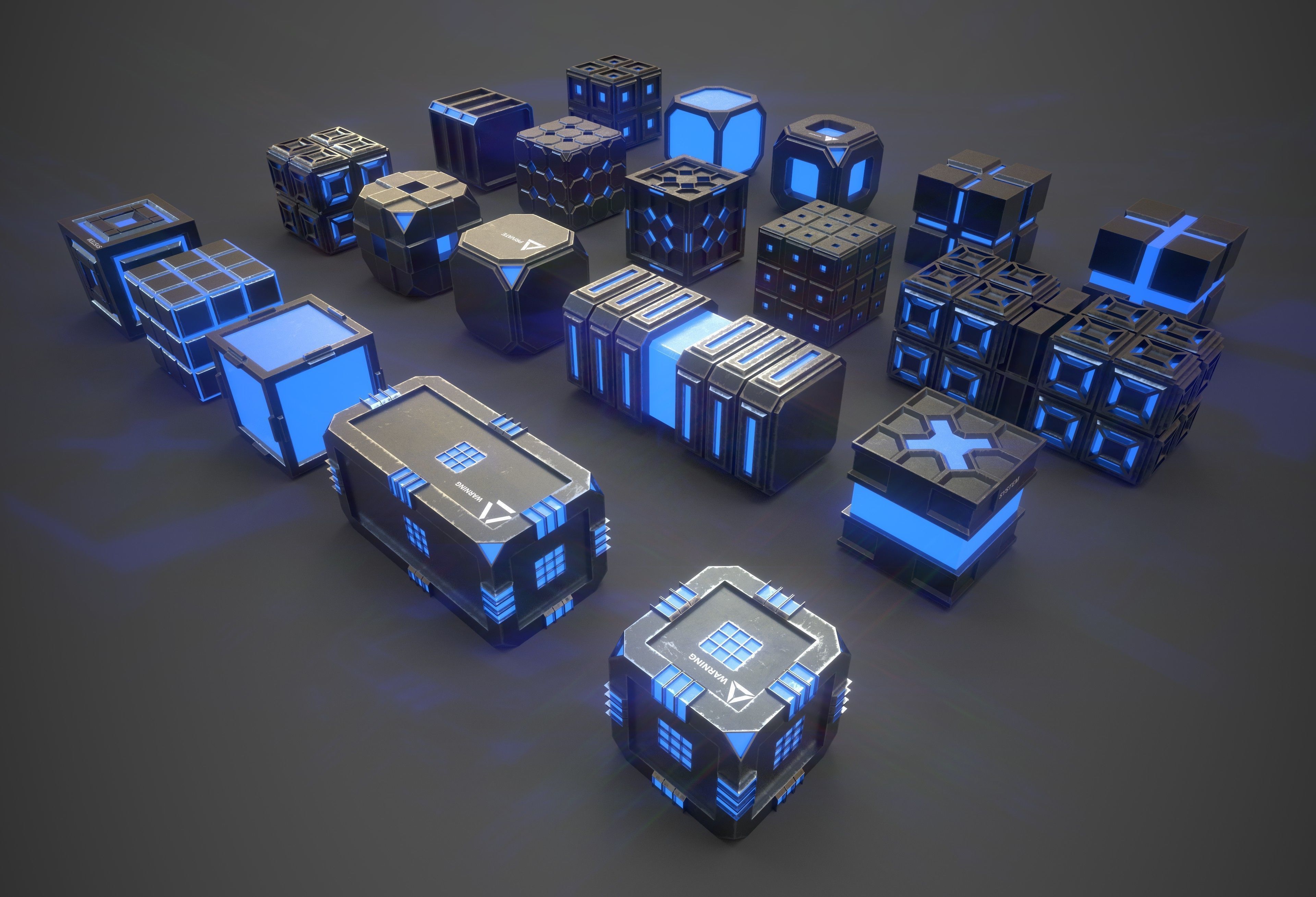 3D model Sic-Fi Box Collection Metal VR / AR / low-poly | CGTrader