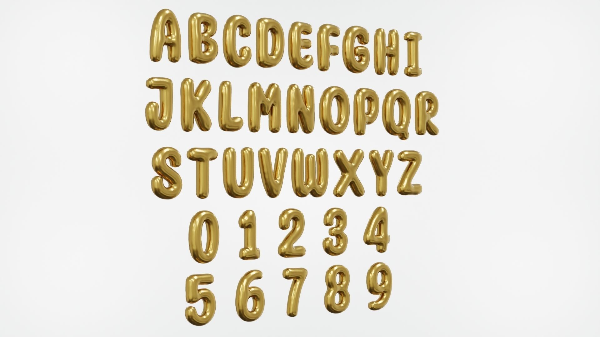 Balloons Alphabet and Numbers 3D model | CGTrader