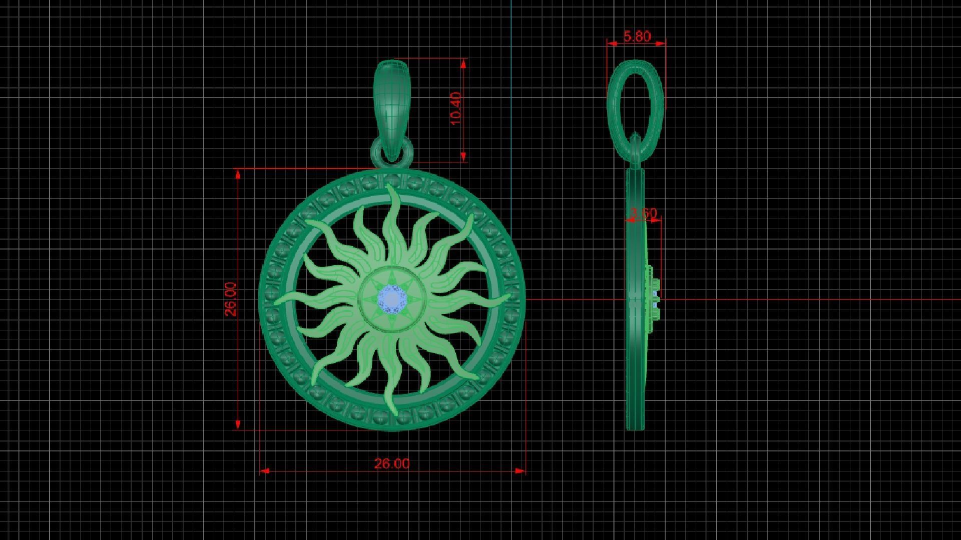 Pendant with the Symbol of the Sun cnc model or 3D print model 3D model ...