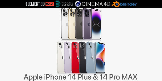 Apple iPhone 14 Plus and 14 Pro MAX all colors 3D model | CGTrader