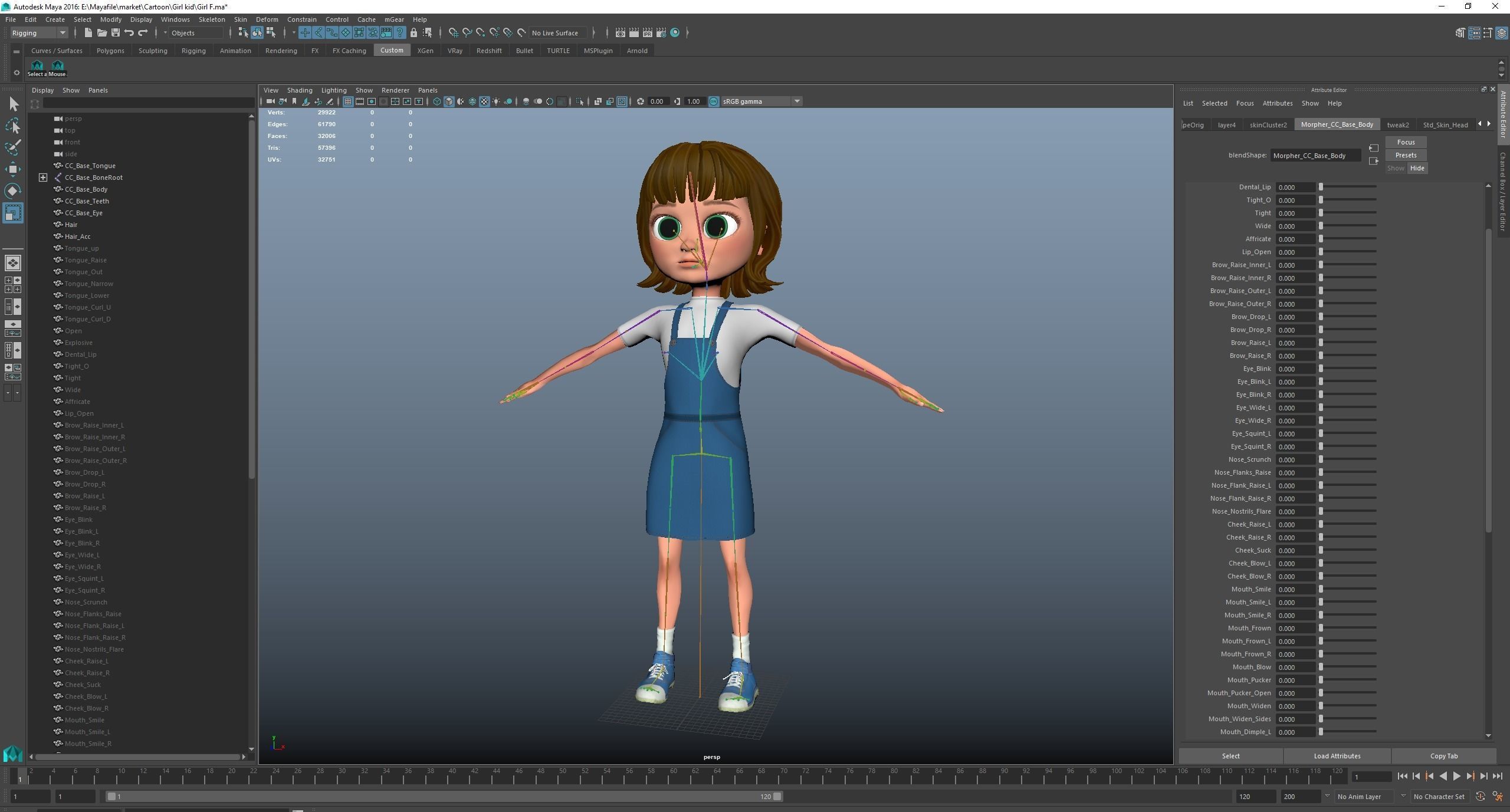 Stylized Cartoon Girl Kid rigged character 3D model rigged | CGTrader
